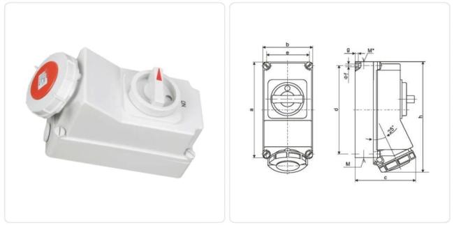 3pins 5pins 63A IP67 Interlock Socket with Switch