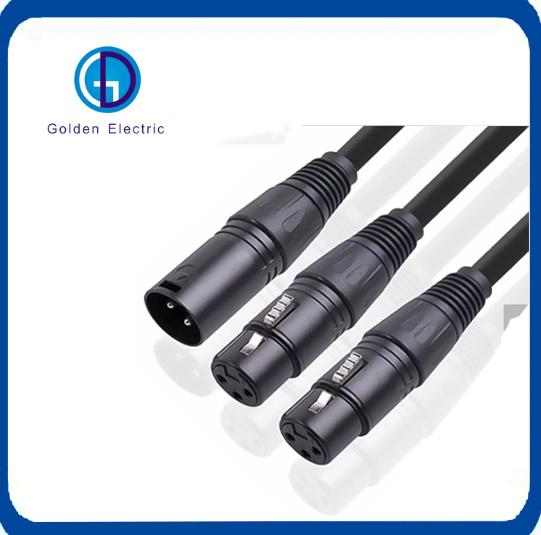 2023 Hot Sale 3pin Gold Colors XLR Plug Jack Male/Female Microphone Connector Mic Adapter XLR Cable