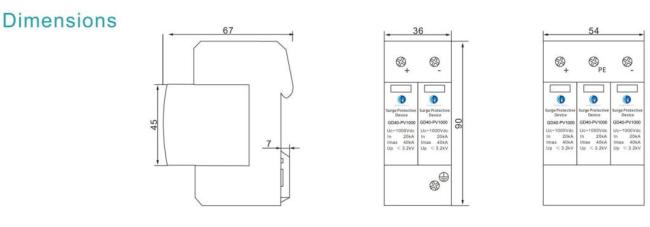3p DC 1000V 20-40ka SPD House Power Surge Protector Protective Arrester Device DIN Rail Lightning Protection