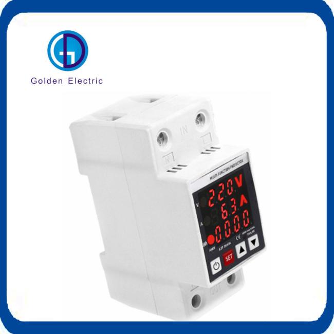 DIN Rail Adjustable Over and Under Voltage Protective Device Protector Relay with Current Protection Kwh Energy Merter