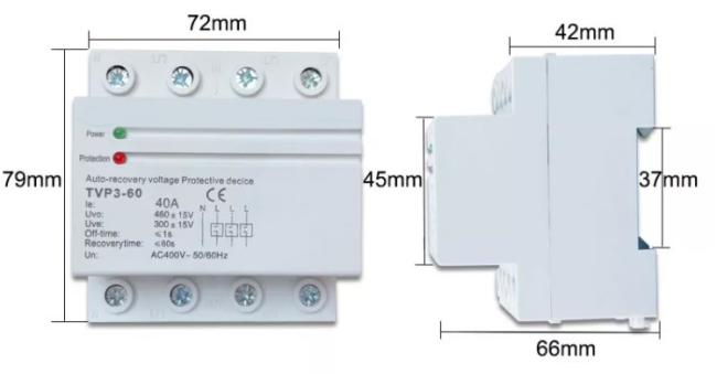 380V 40A Three Phase Automatic Recovery Over and Under Voltage Protector Reconnect Protective Device DIN Rail Relay
