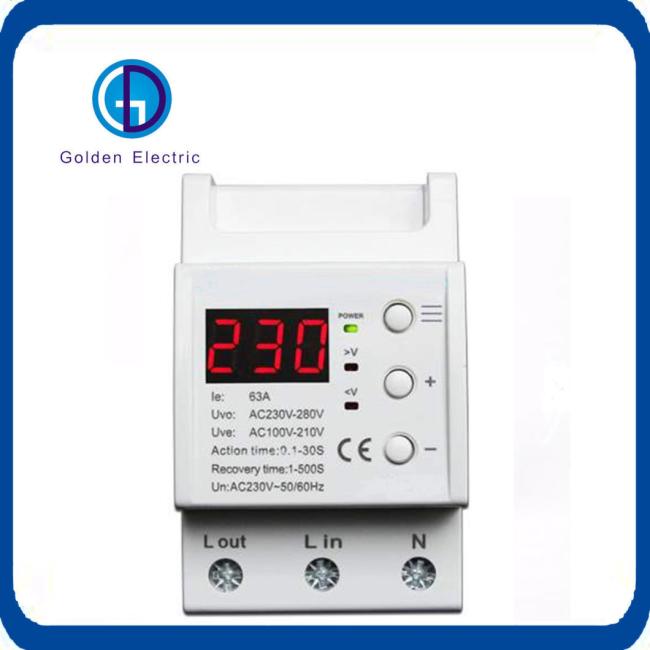 380V 40A Three Phase Automatic Recovery Over and Under Voltage Protector Reconnect Protective Device DIN Rail Relay