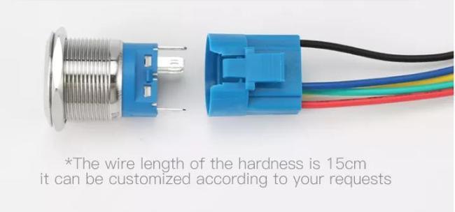 Stainless Steel IP67 19mm Momentary Self-Locking Diameter 12V24V LED Metal Push Button Switch with Power Symbol