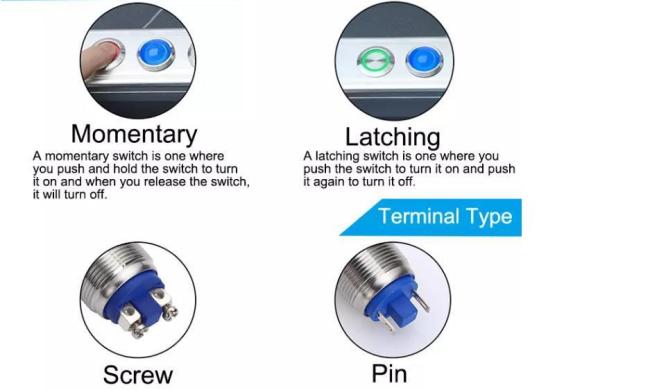 Customizable IP67 Push Button Switch Factory Outlet Metal / Plastic Momentary / Latching 12mm, 16mm, 19mm, 22mm, 25mm, 30mm