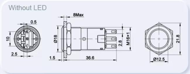New Type Push Switch Waterproof/High Protection Stainless Steel Shell, Momentary/Latching Push Button