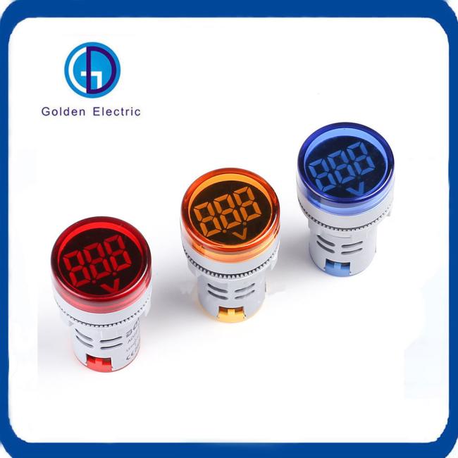 22mm Round Digital Voltmeter Mini LED Indicator Light Lamp Red Green Yellow Blue White Colors Voltage Meter Pilot Lamp