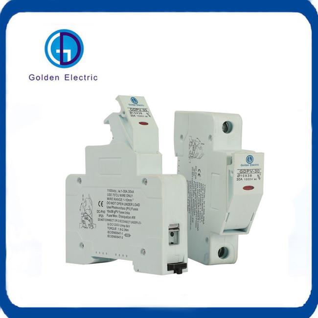 Solar PV Control Fuse Holder DC 1000V 1p 10A 16A 20A 25A 32A Electric Ceramic Cylinder Fuse Link Fuse Base with Indicator