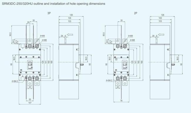 Three Phase DC 1000V 1500V 250A 320A 400A 630A 800A Molded Case Circuit Breaker MCCB