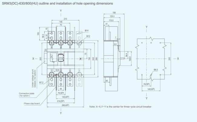 Three Phase DC 1000V 1500V 250A 320A 400A 630A 800A Molded Case Circuit Breaker MCCB