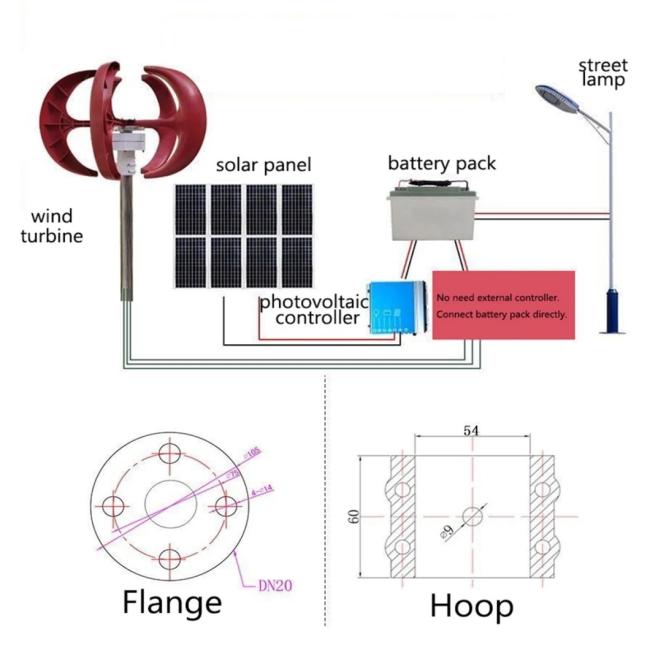 300W 400W 600W 800W 1000W 24V 48V Vertical Wind Generator Turbine for Home Hybrid Street Light