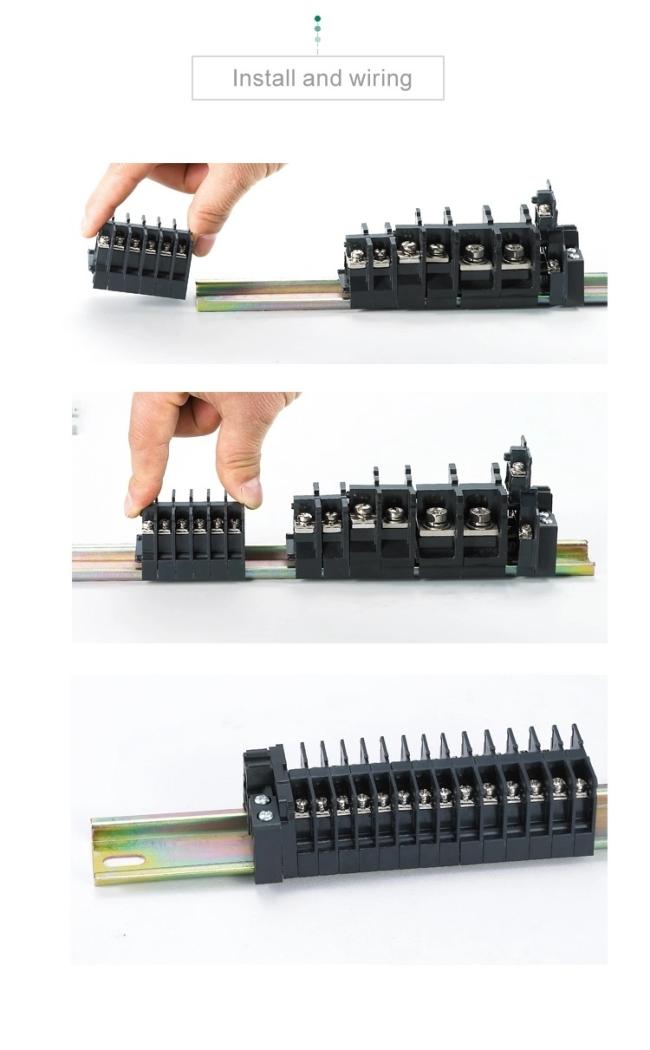 Tk Series DIN Rail Mount Type Terminal Blocks 600V Black Wire Connecting Terminal Block