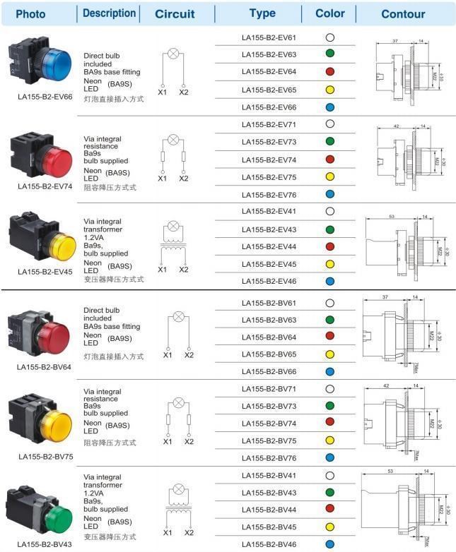Position Switch 120V 240V LED Light Metal Selector Push Button
