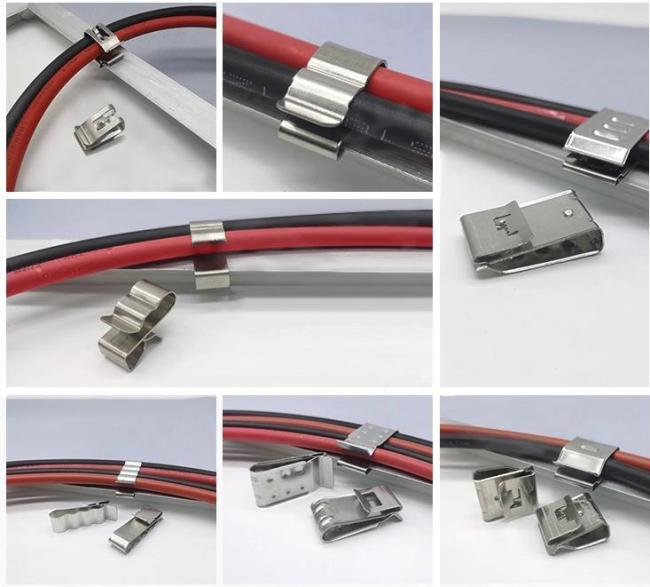 2 Wires PV Panel Brackets Solar Panel Mounting System Components Wire Cable Clip