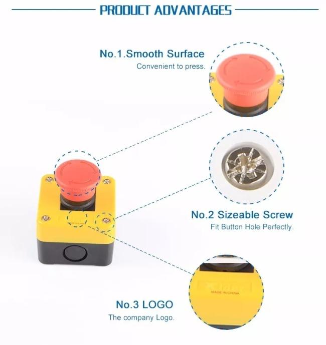 Red Mushroom Head Push Button Control Enclosure Single Hole Control Switch Box Emergency Control Box Pushbutton