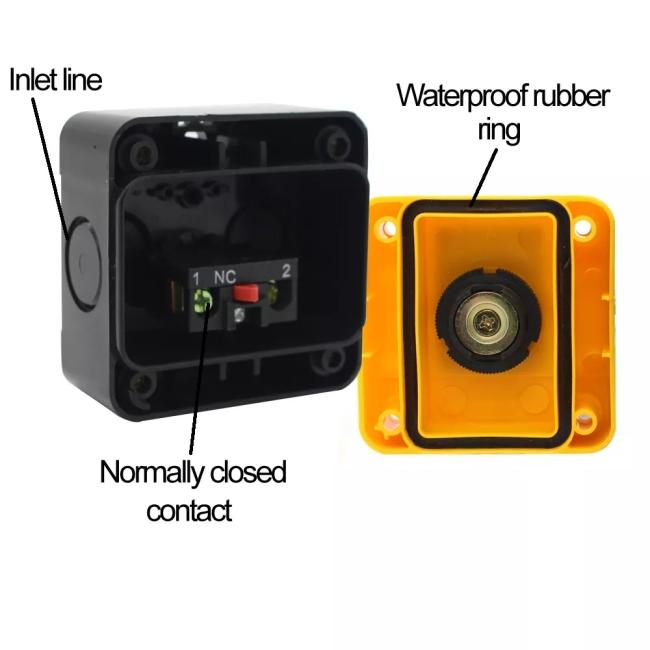 Emergency Stop Push Button Mushroom Switch Waterproof E-Stop Switch No+Nc Button Switch Box Enclosure