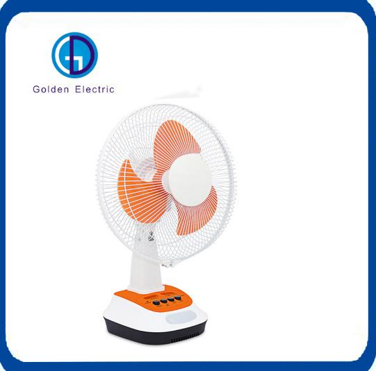 12 Inch Rechargeable Fan AC/DC Charge Table Fan Power Bank Function Solar Charge Emergency Fan with LED Lights