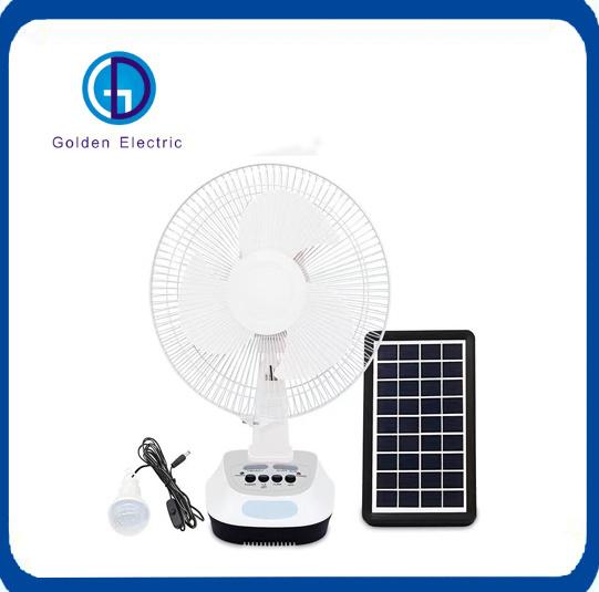 12 Inch Rechargeable Fan AC/DC Charge Table Fan Power Bank Function Solar Charge Emergency Fan with LED Lights
