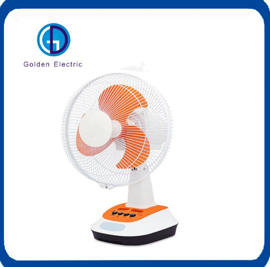 12 Inch Rechargeable Fan AC/DC Charge Table Fan Power Bank Function Solar Charge Emergency Fan with LED Lights