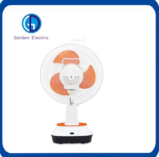 12 Inch Rechargeable Fan AC/DC Charge Table Fan Power Bank Function Solar Charge Emergency Fan with LED Lights