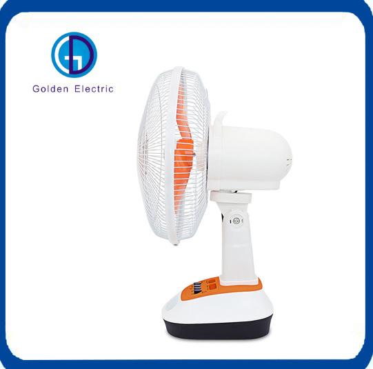 12 Inch Rechargeable Fan AC/DC Charge Table Fan Power Bank Function Solar Charge Emergency Fan with LED Lights