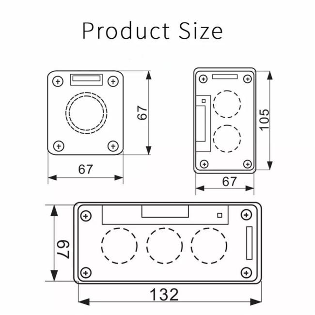 Push Button Switch Box 22mm Waterproof Plastic 2 Hole Pushbutton Control Box