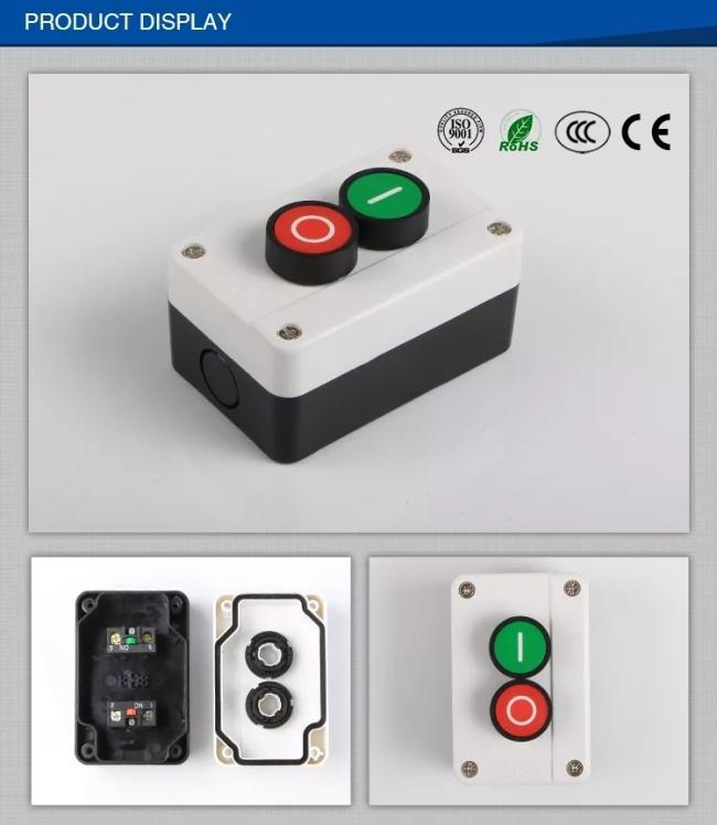 Push Button Start Stop Label No+Nc 1 Red Pilot Light 2 Spring Return Push Button Control Box