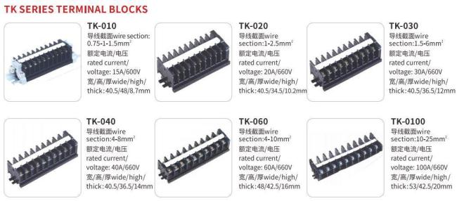 Tk Series 600V DIN Rail Mount Screw Fixed Combined Terminal Block