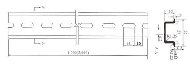 DIN Rail 15mm Width 5.5mm Height of 1 or 2 Meter M4 M6 Fixed Hole Industrial Steel DIN Rail