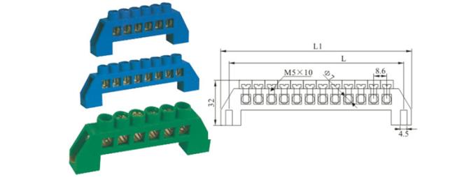China Factory T8-0609 /T8-0812 Series Copper Terminal Block for DIN Rail