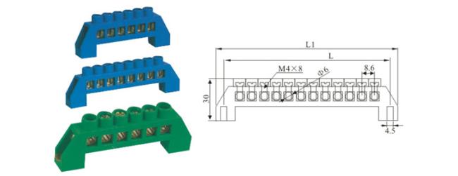 China Factory T8-0609 /T8-0812 Series Copper Terminal Block for DIN Rail