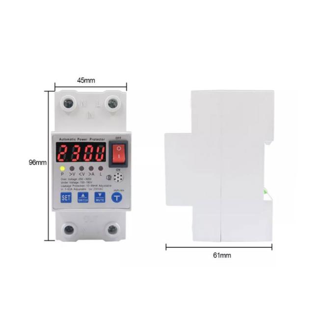 Over and Under Voltage Over Current Protector 63A 220V Leakage Protection Circuit Breaker Surge Protect Relay