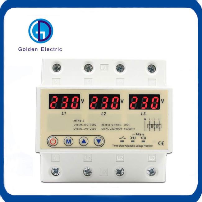 3p 63A Dinrail 230V Adjustable Over Under Voltage Protector Protective Device Overload Protection Relay