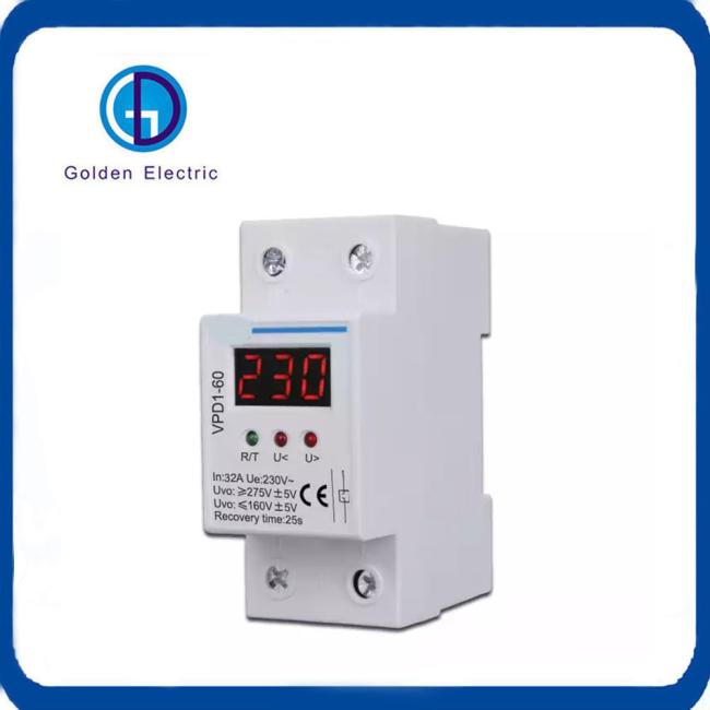 3p 63A Dinrail 230V Adjustable Over Under Voltage Protector Protective Device Overload Protection Relay