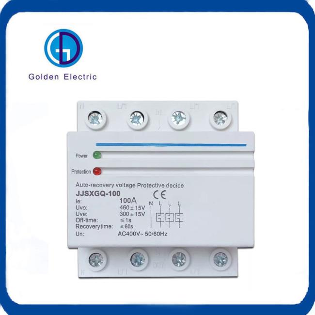 Three Phase 380V 60A DIN Rail Auto-Recovery Over and Under Voltage Protector Industrial Surge Protection Relay