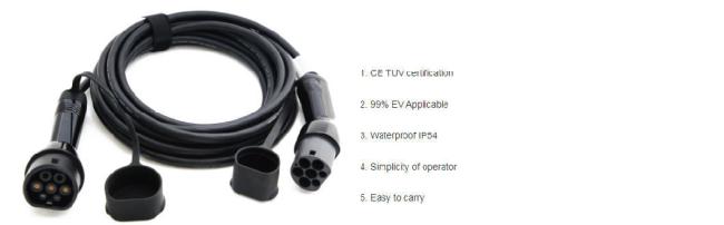 Electric Car Charger 16A/32A Type 1 to Type 2 EV Charging Cable