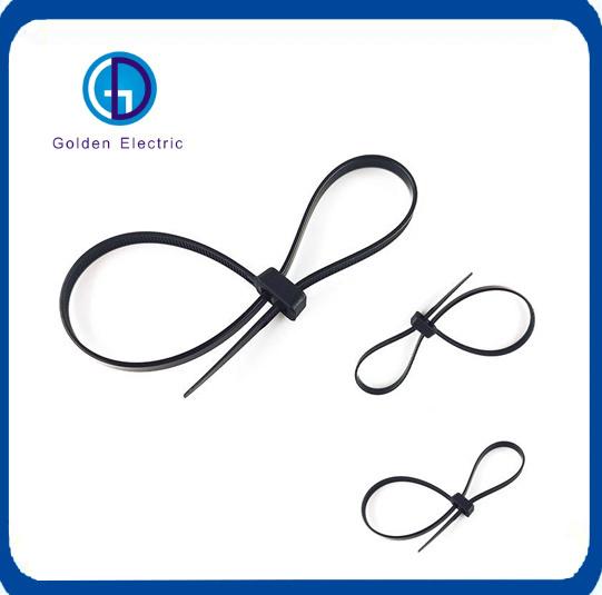 200 mm Black White Color Nylon Double Head Loop Cable Ties