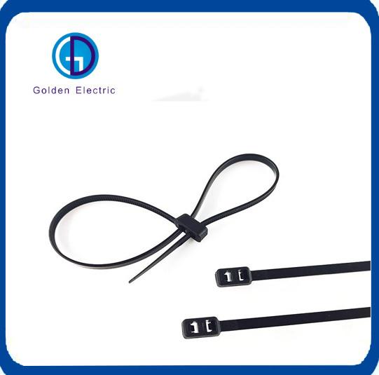 200 mm Black White Color Nylon Double Head Loop Cable Ties