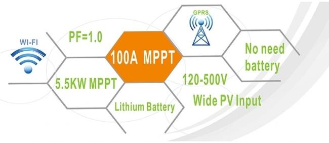 Mps-V Plus Series Pure Sine Wave 3.5kw 5.5kw Hybrid Solar Power Inverter with Built in MPPT 100A Solar Controller