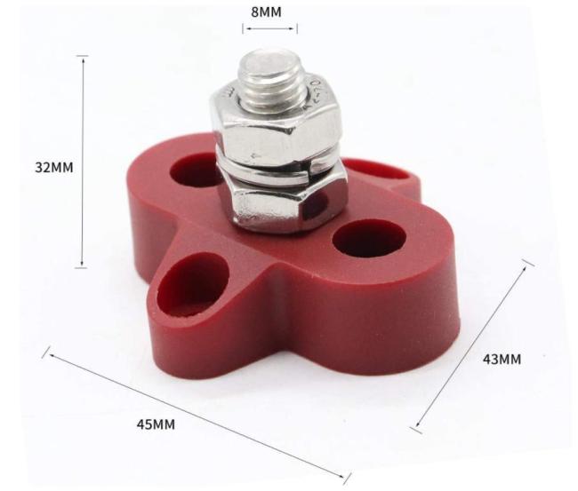 Battery Power Distribution Block Power Single Heavy-Duty Terminal Studs Distribution Dual M8 Terminal Studs Bus Bar