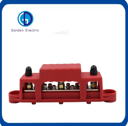 Bus Bar 1/4′′ Post Distribution Block 10X#8 Screw Terminal Busbar Stud Set with Ring Terminals