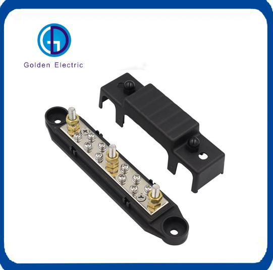 Bus Bar 1/4′′ Post Distribution Block 10X#8 Screw Terminal Busbar Stud Set with Ring Terminals