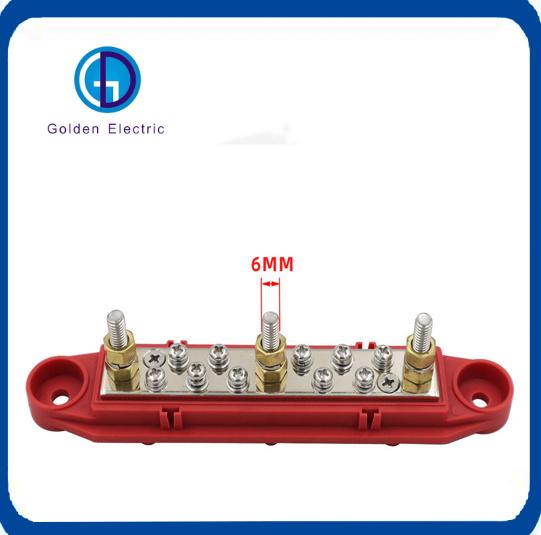 Bus Bar 1/4′′ Post Distribution Block 10X#8 Screw Terminal Busbar Stud Set with Ring Terminals