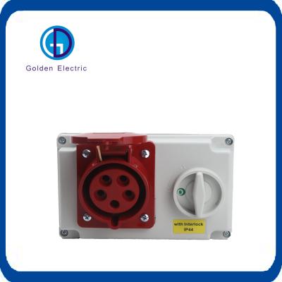 China 220V Industrial Receptacle and Switch with Interlock Device IP44 16A 32A 3p 4p 5p for sale