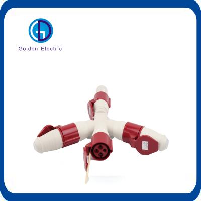 China Wall Mounted Installation 3 Way 32 AMP Outlet Splitter Timesaving IEC Cee 1 in 3 out for sale
