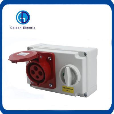 China Outdoor Industrial Electrical Sockets 380V IP44 32A With 4p Mechanical Interlock for sale