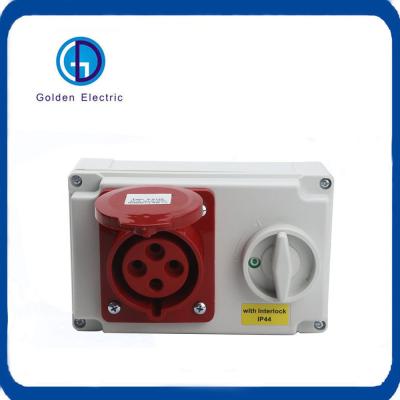 China Outdoor Industrial Electrical Sockets 380V IP44 32A With 4p Mechanical Interlock for sale