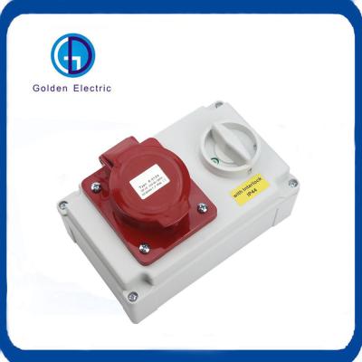 China Outdoor Industrial Electrical Sockets 380V IP44 32A With 4p Mechanical Interlock for sale