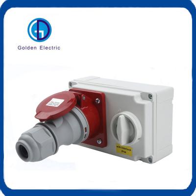 China Outdoor Industrial Electrical Sockets 380V IP44 32A With 4p Mechanical Interlock for sale