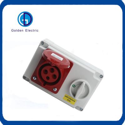 China Outdoor Industrial Electrical Sockets 380V IP44 32A With 4p Mechanical Interlock for sale