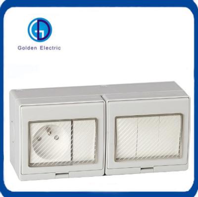 China Porous Surface Mounted French Type 2gang Switch 1gang Socke Switch Socket Waterproof for sale